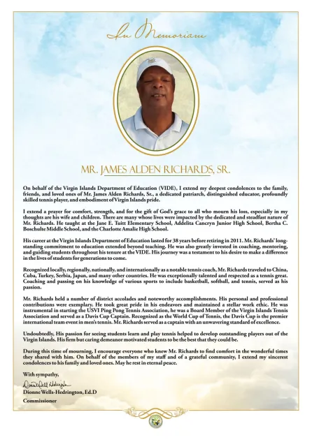 Virgin Islands Dept of Education expresses grief on passing of James ...