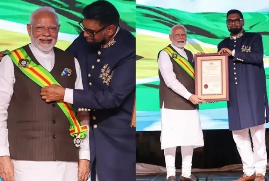 Indian PM Narendra Modi receives Guyana’s Highest Civilian Honour ...